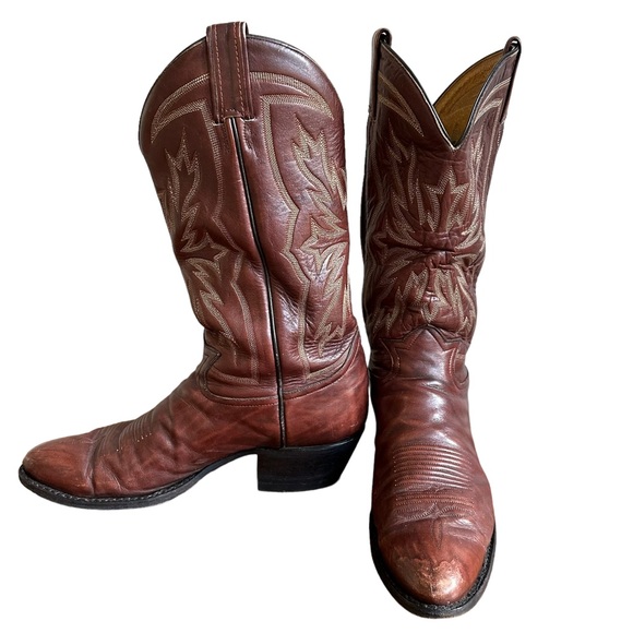 Tony Lama | Shoes | Tony Lama Brown Leather Upper Western Cowboy Booths ...